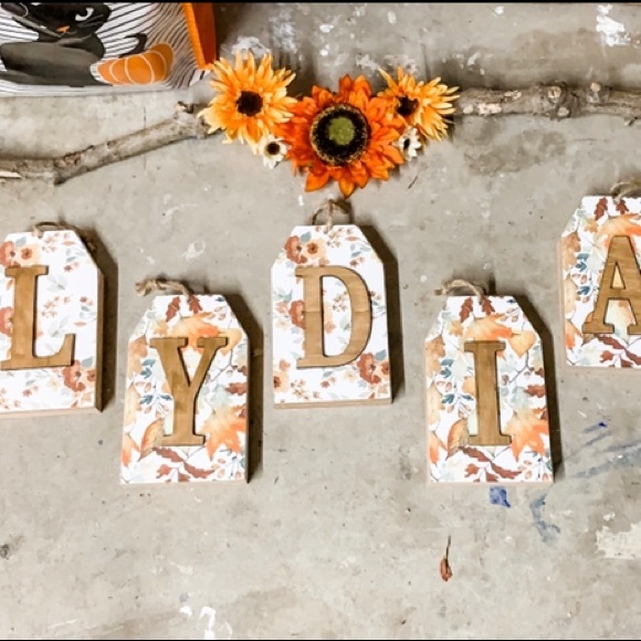 Ashland | Accents | 8 Monogrammed Wood Tabletop Fall Foliage Tag By ...
